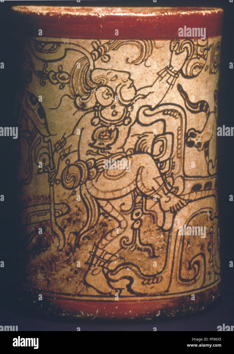 MAYAN CLAY VESSEL, 8TH C. /nMayan clay vessel with design of ...