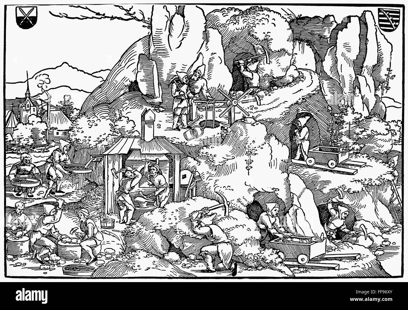 GOLD MINERS, 16th CENTURY. /nWorkers mining gold in a village in ...