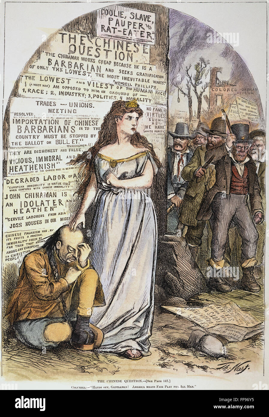 CHINESE IMMIGRANTS, 1871. /nAmerican cartoon, 1871, by Thomas Nast ...