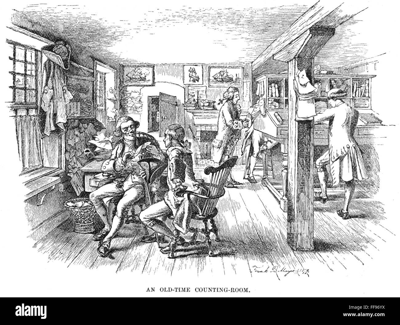 COLONIAL BANK. /n'An Old Time Counting-Room.' Colonial American bank ...