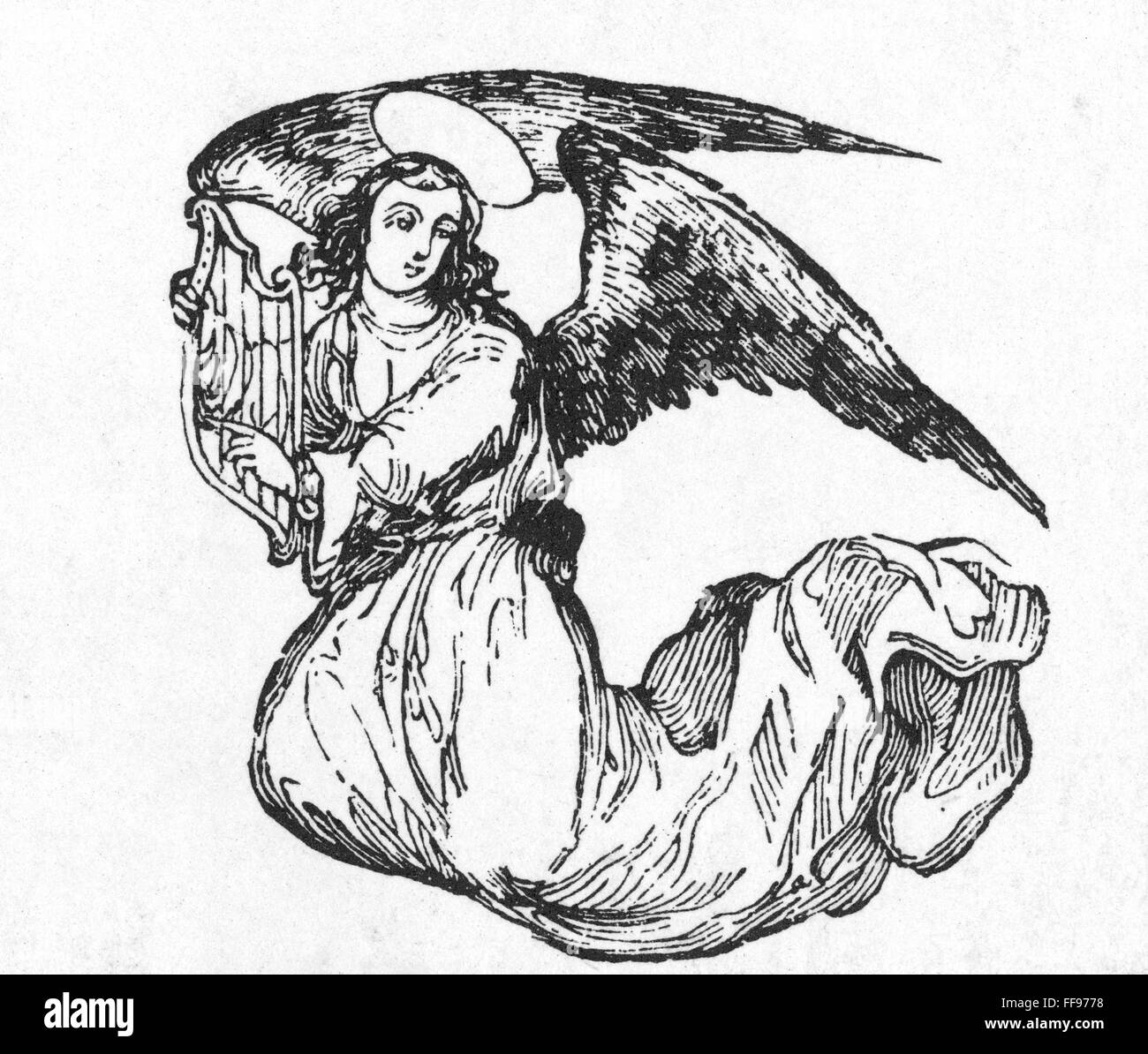 ANGEL. /nWood engraving, American, 19th century Stock Photo - Alamy