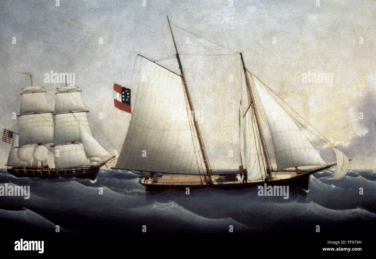 CIVIL WAR: BLOCKADE, 1861. /n'Confederate Blockade Runner and Union Man ...
