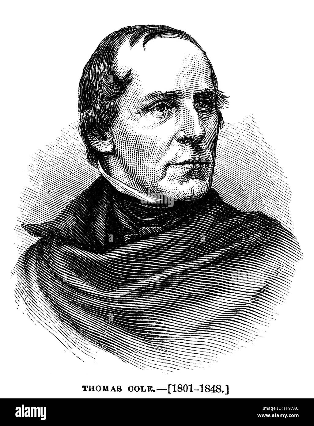 THOMAS COLE (1801-1848). /nAmerican painter. Wood engraving, 1876 Stock ...