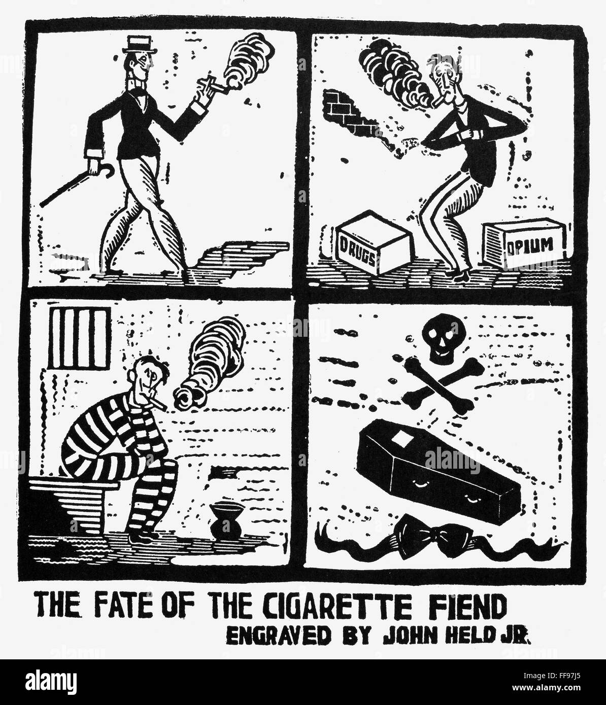 JOHN HELD, JR: CARTOON, 1925. /n'The Fate of the Cigarette Fiend ...