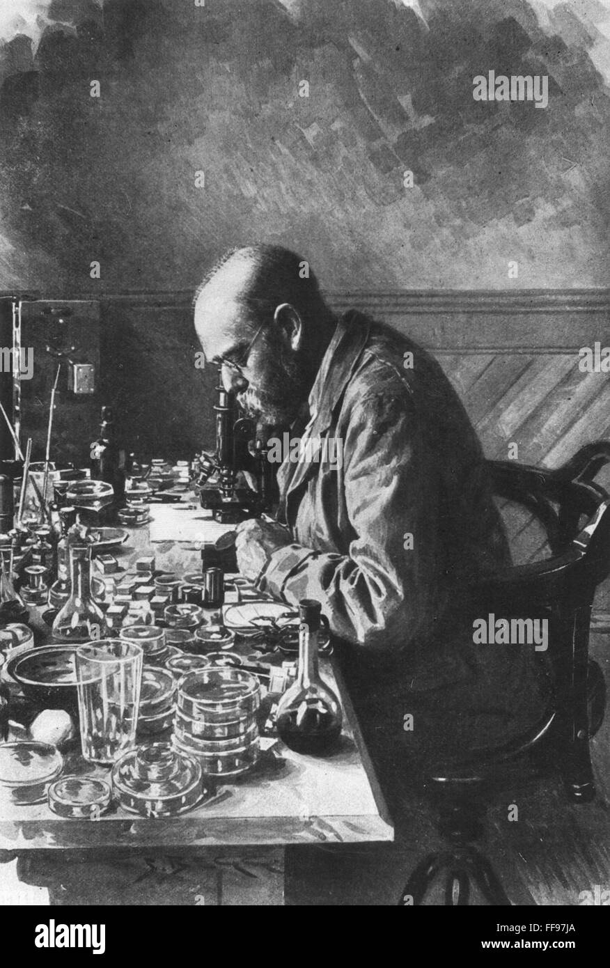 ROBERT KOCH (1843-1910). /nGerman physician and bacteriologist. Drawing ...