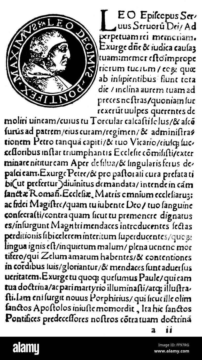 PAPAL BULL AGAINST LUTHER. /nThe first page of the 'Bull Against Luther ...