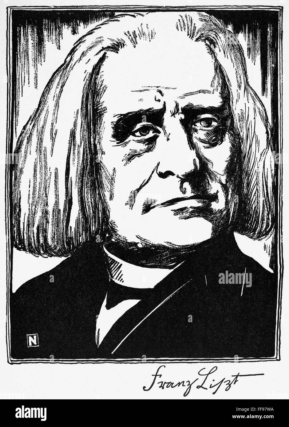 FRANZ LISZT (1811-1886). /nHungarian pianist and composer. Drawing ...