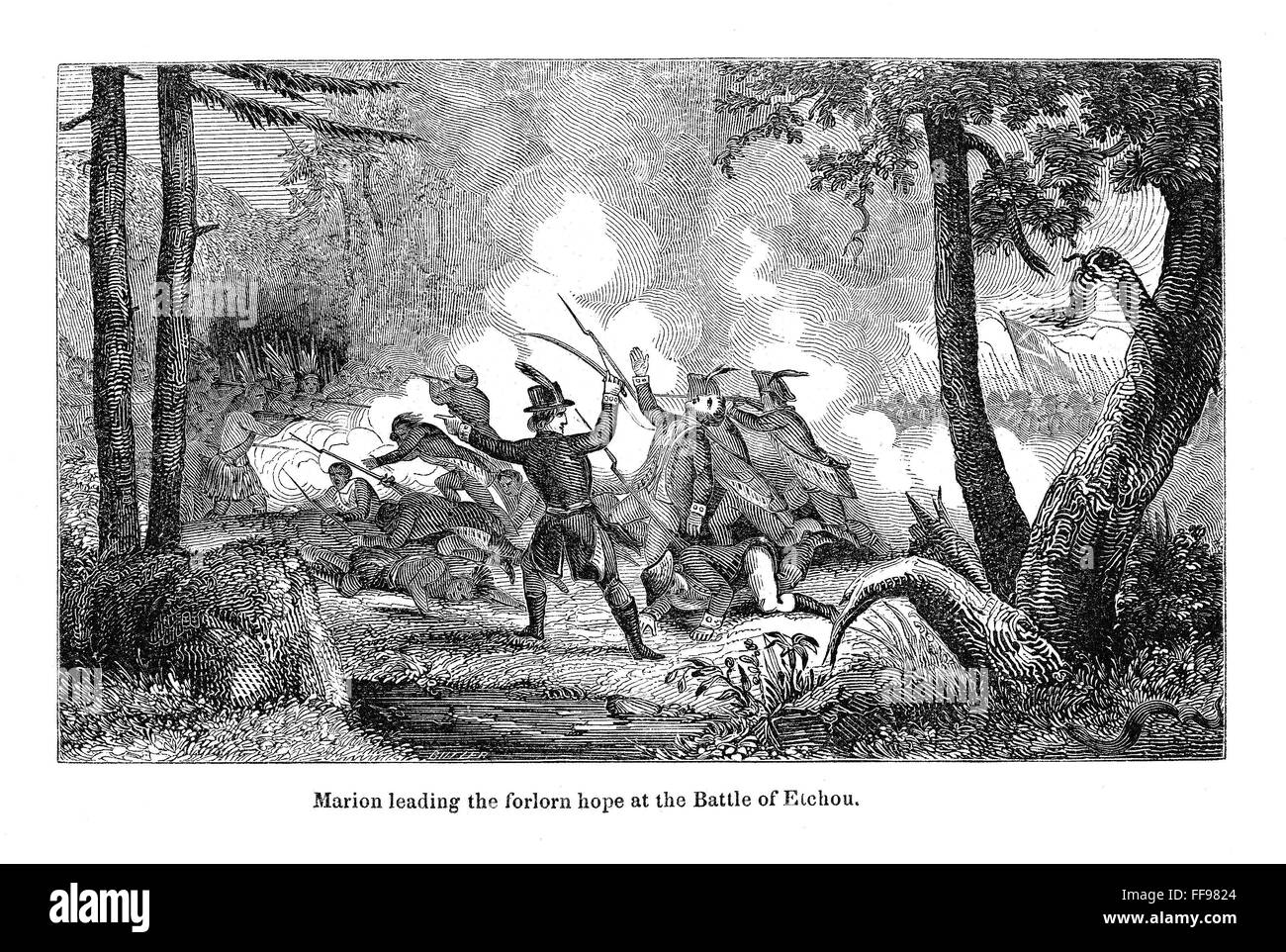 FRANCIS MARION (1732?-1795). /nAmerican Revolutionary soldier. Lieutenant Francis Marion leads ...