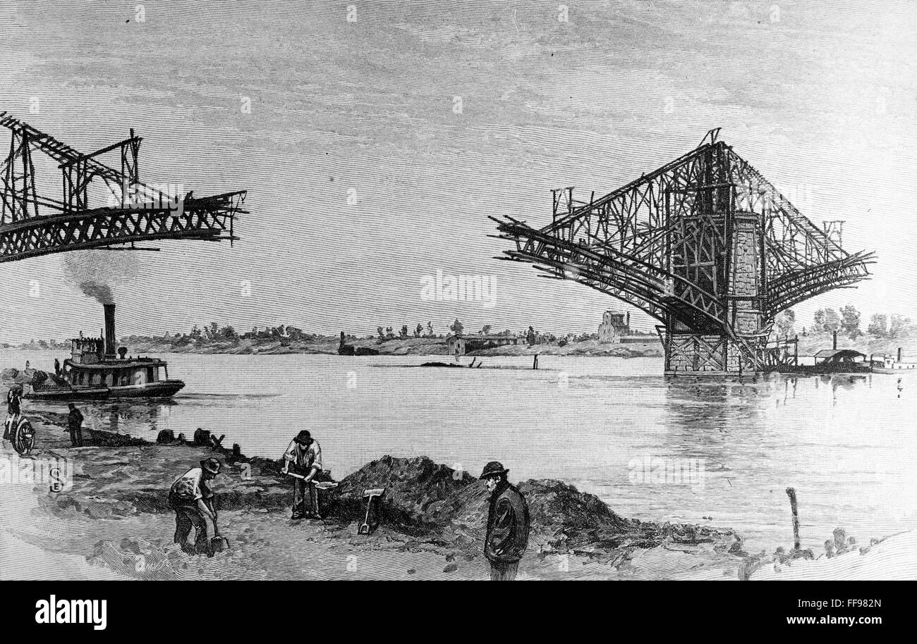 EADS BRIDGE, ST LOUIS. /n'The St. Louis Bridge during construction ...