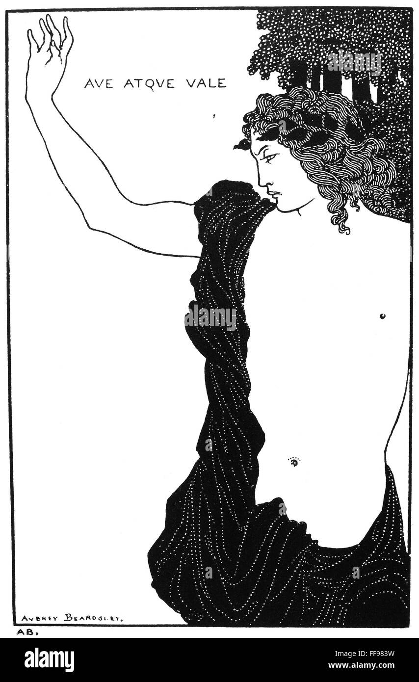 BEARDSLEY: AVE ATQUE VALE. /n(Hail and Farewell). Pen-and-ink drawing ...