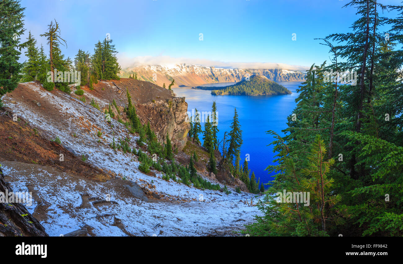 blue, caldera, cliffs, crater, deep, forest, island, lake, landscape ...