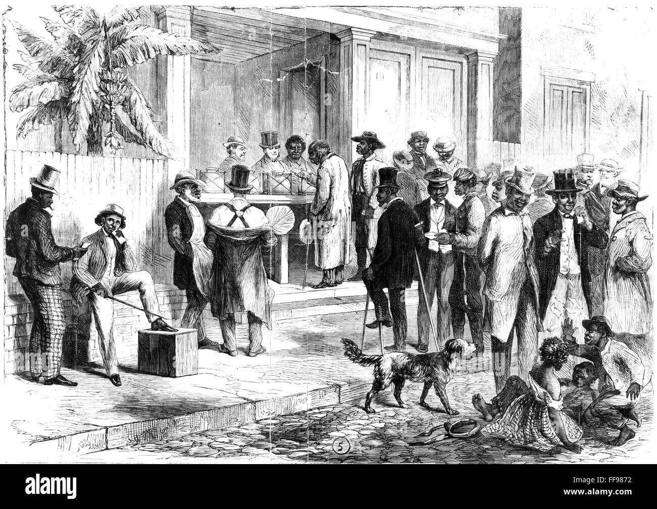 FREEDMEN VOTING, 1867. /nFreedmen voting in New Orleans in 1867. Wood ...