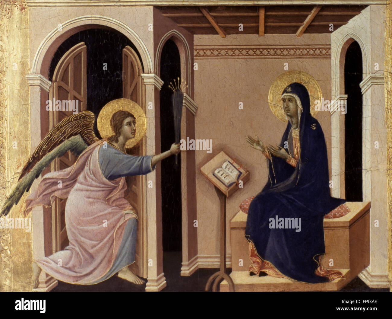 DUCCIO: DEATH OF VIRGIN. /n'The Announcement of the Death to the Virgin,' detail from the Maestα ...