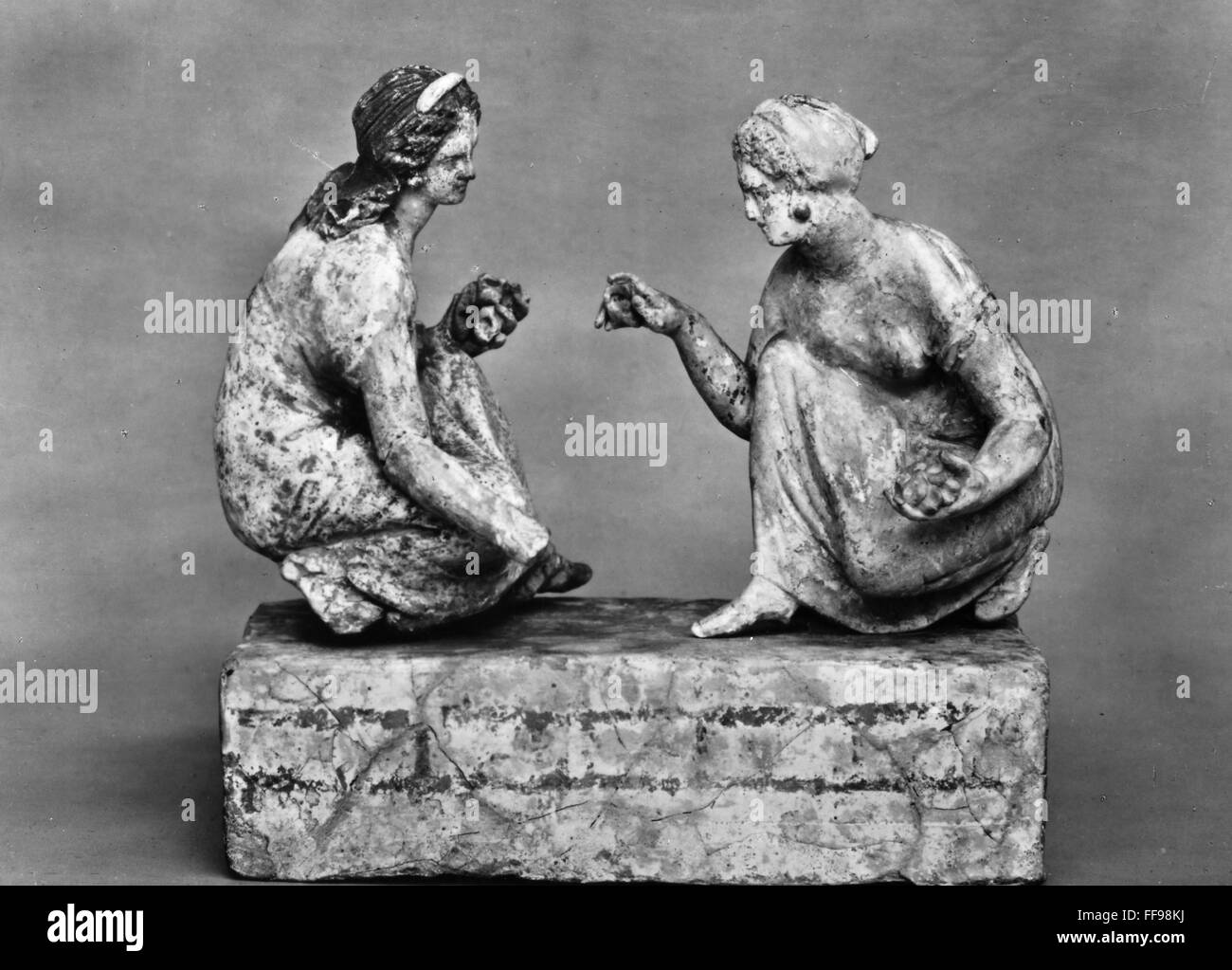 GREEK TERRACOTTA, 300 B.C. /nWomen playing Knucklebones. Terracotta ...