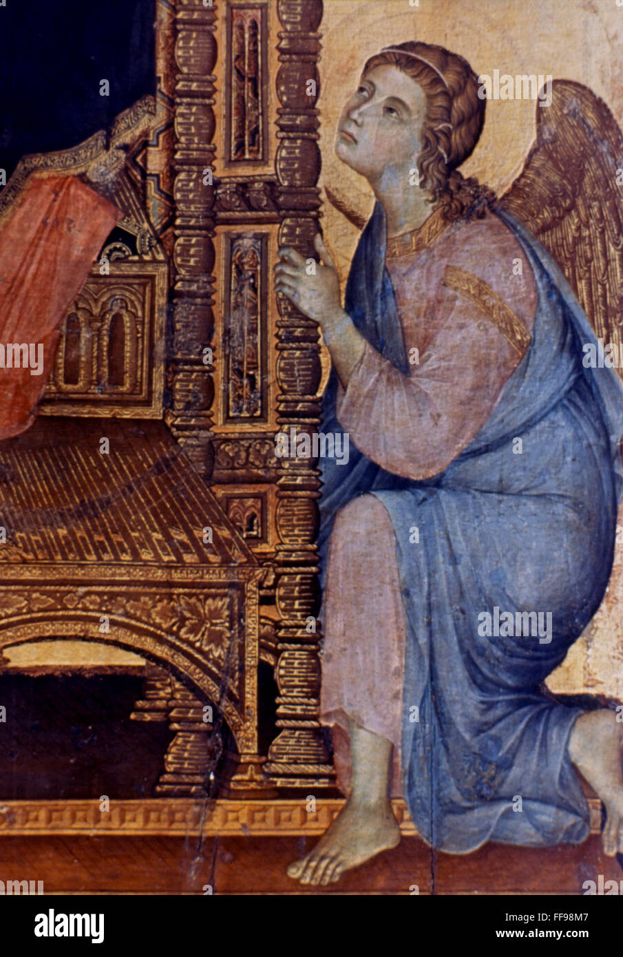 DUCCIO: MADONNA ENTHRONED. /nDetail of angel. Oil on board, c1285, by Duccio di Buoninsegna ...