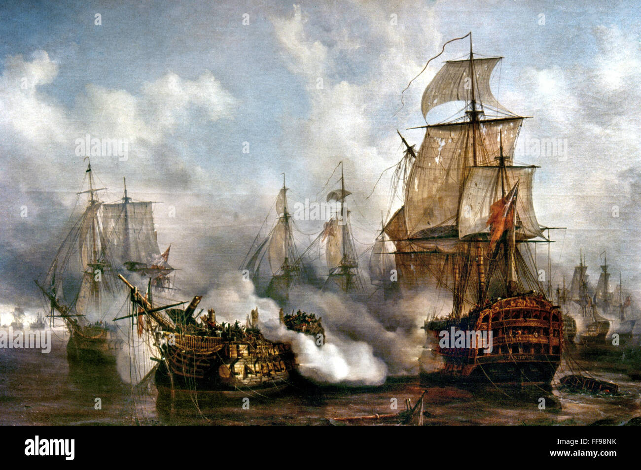 MAYER: TRAFALGAR, 1805. /nThe Redoutable at the Battle of Trafalgar, 21 ...