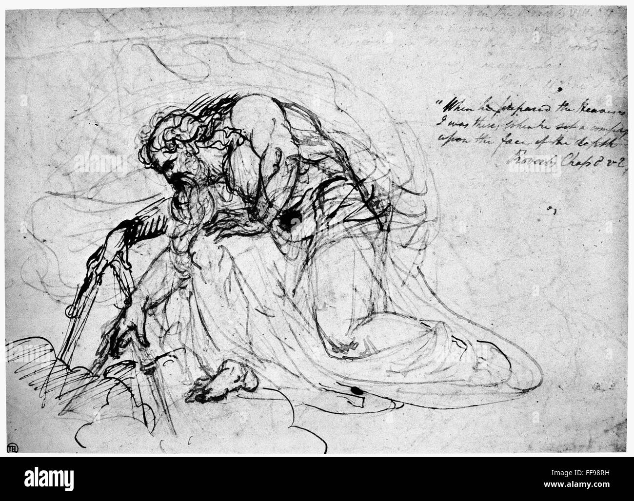 BLAKE: GOD CREATING, c1788. /n'God Creating the Universe.' Pencil ...