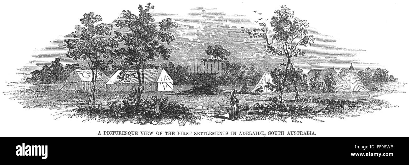 ADELAIDE, SOUTH AUSTRALIA. /nA view of the first settlements in ...