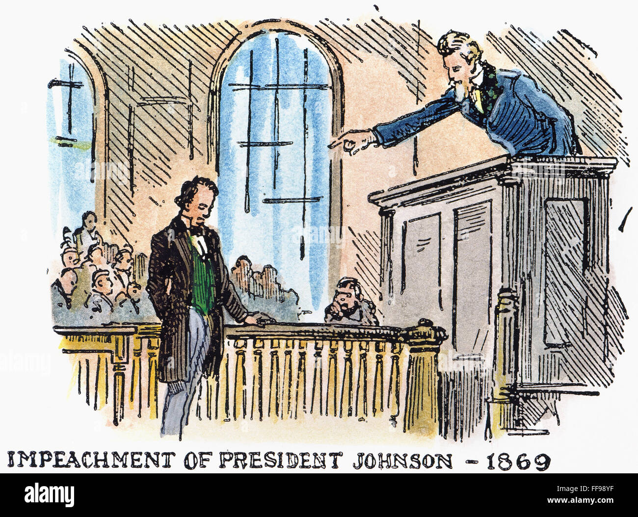 A. JOHNSON: IMPEACHMENT. /nAmerican cartoon, c1911, depicting Uncle Sam ...