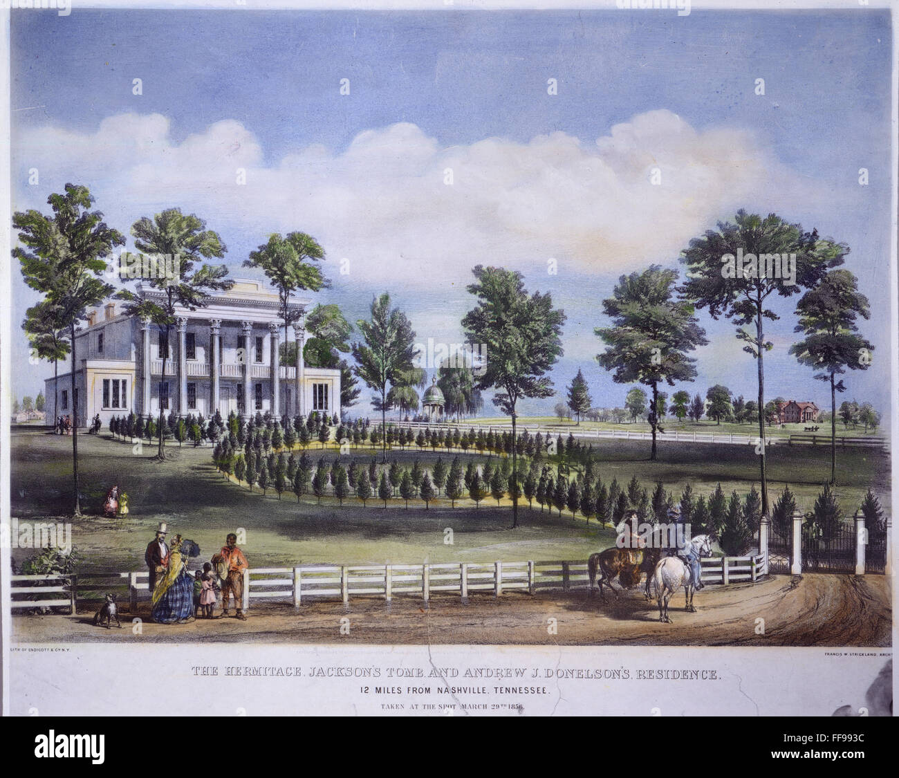 THE HERMITAGE. /nPresident Andrew Jackson's home, and tomb near Nashville, Tennessee: lithograph ...