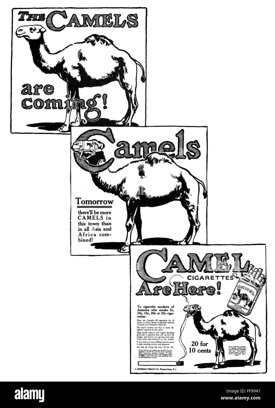 CAMEL CIGARETTES AD, 1920. /nThe first major advertising campaign for ...
