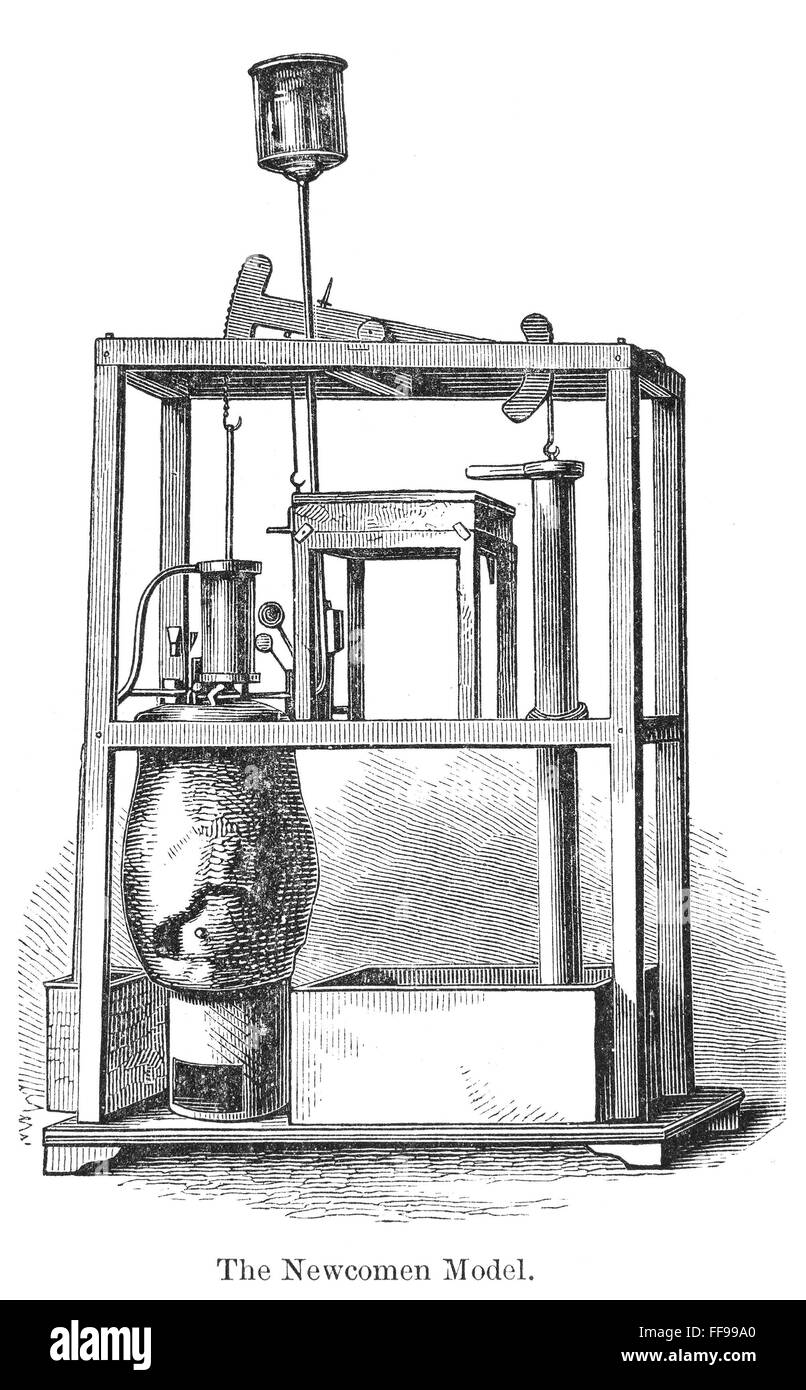 NEWCOMEN'S STEAM ENGINE. /nThomas Newcomen's steam engine of 1712. Line ...