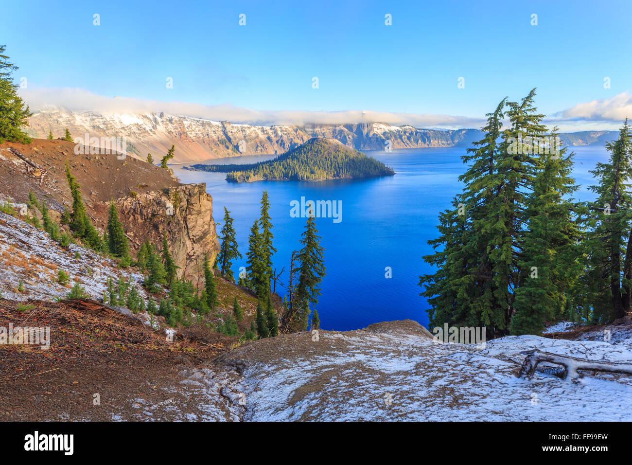 blue, caldera, cliffs, crater, deep, forest, island, lake, landscape ...
