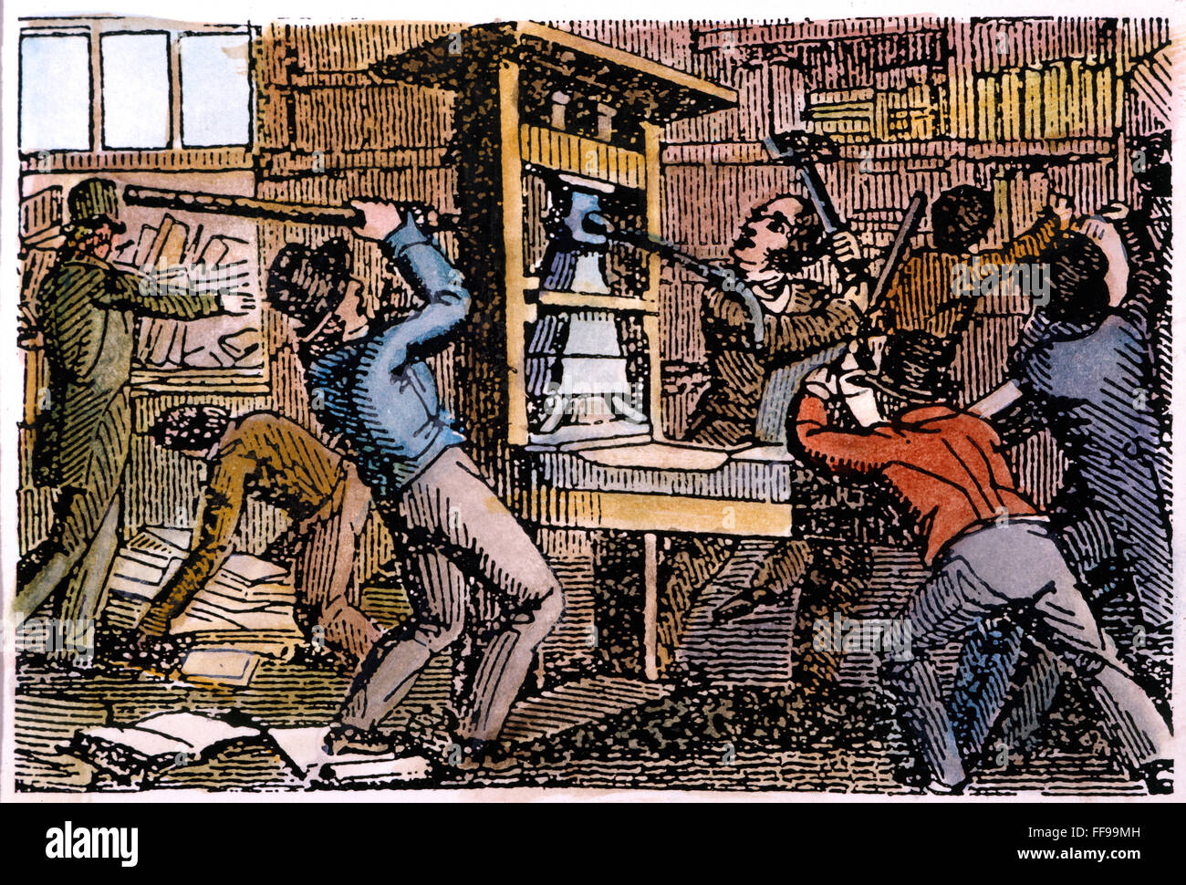 LOVEJOY'S PRINTING PRESS. /nElijah Lovejoy's printing press at Alton ...