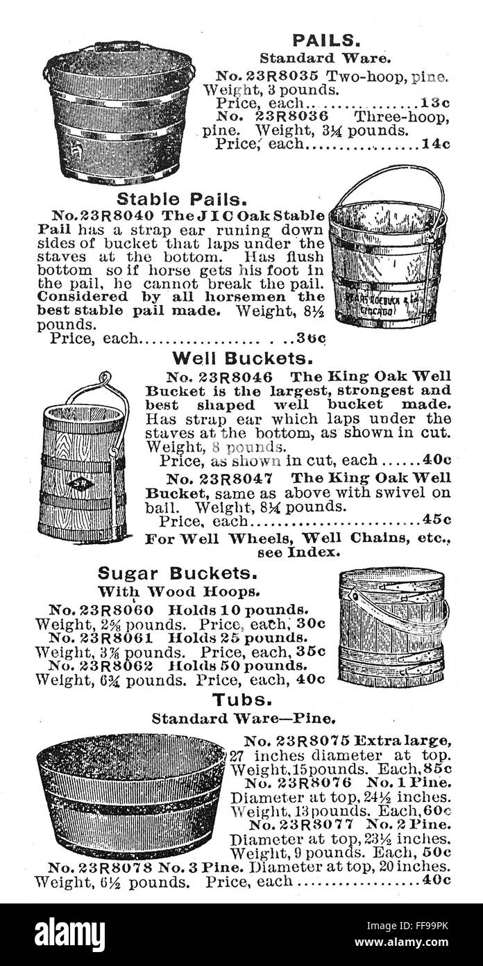 BUCKETS & PAIL, 1902. /nFrom the Sears, Roebuck & Co. mail-order ...
