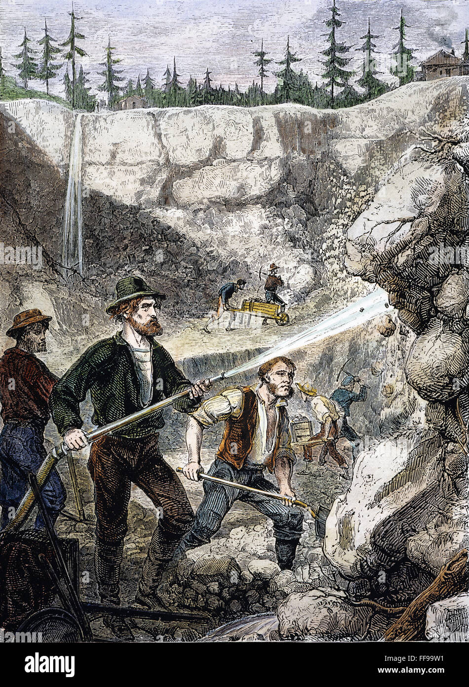 MINING IN CALIFORNIA, c1880. /nHydraulic mining in California. Wood engraving, c1880 Stock Photo ...