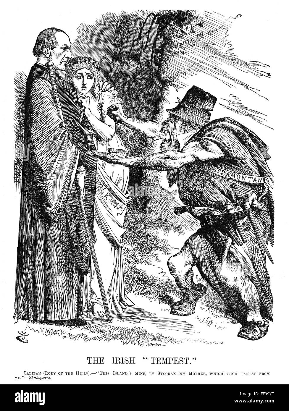 IRISH UNREST CARTOON, 1870. /nAn 1870 English cartoon on the letter ...