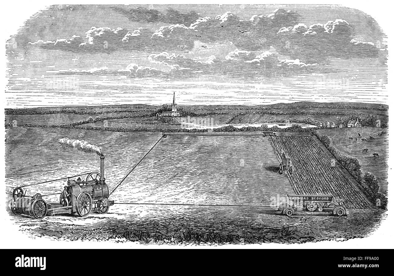 PLOUGHING, 19th CENTURY. /nSteam ploughing with engine and tackle ...