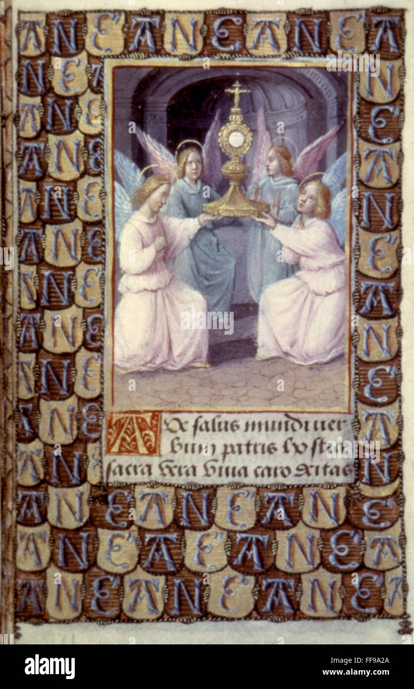 ANGELS. /nAngels elevating a monstrance: French manuscript illumination ...