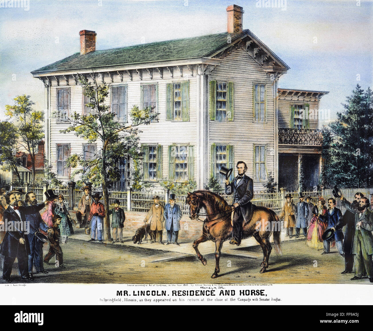ABRAHAM LINCOLN'S HOME /nin Springfield, Illinois. Lithograph, American ...
