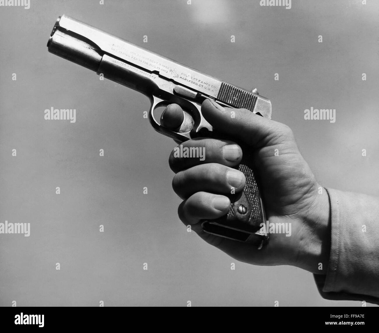 COLT .45 PISTOL, 1940s. /nColt automatic pistol, .45 caliber (US Army ...