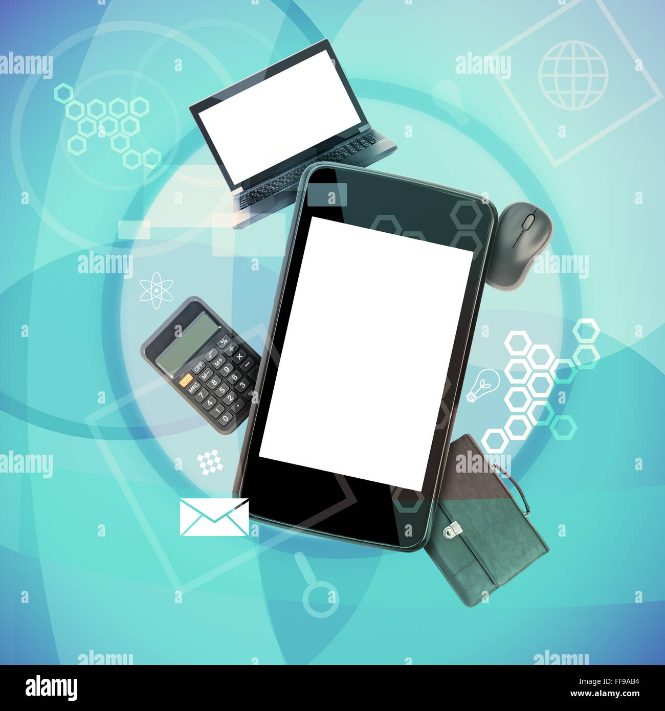 Smartphone with laptop and calculator Stock Photo - Alamy