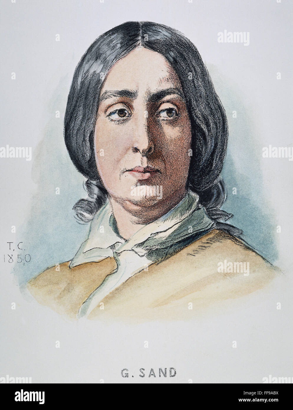 GEORGE SAND (1804-1876). /nFrench novelist: French lithograph, 1850 ...