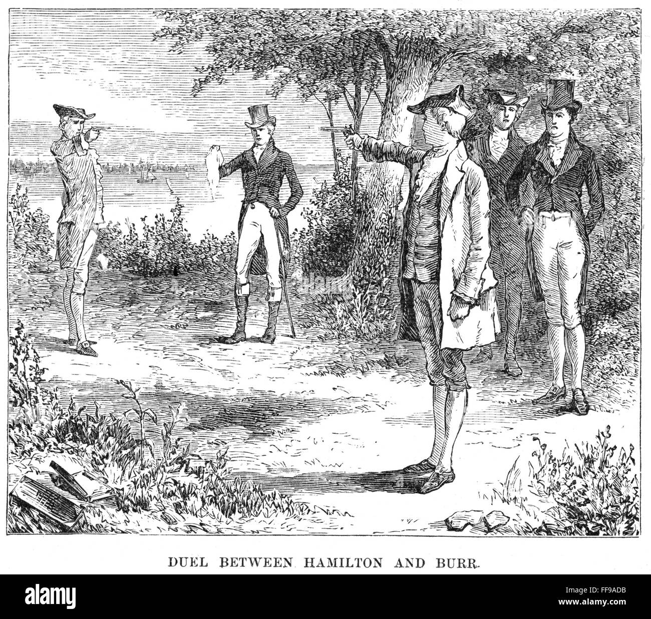 HAMILTON-BURR DUEL, 1804. /nAn artists reconstruction of the duel ...