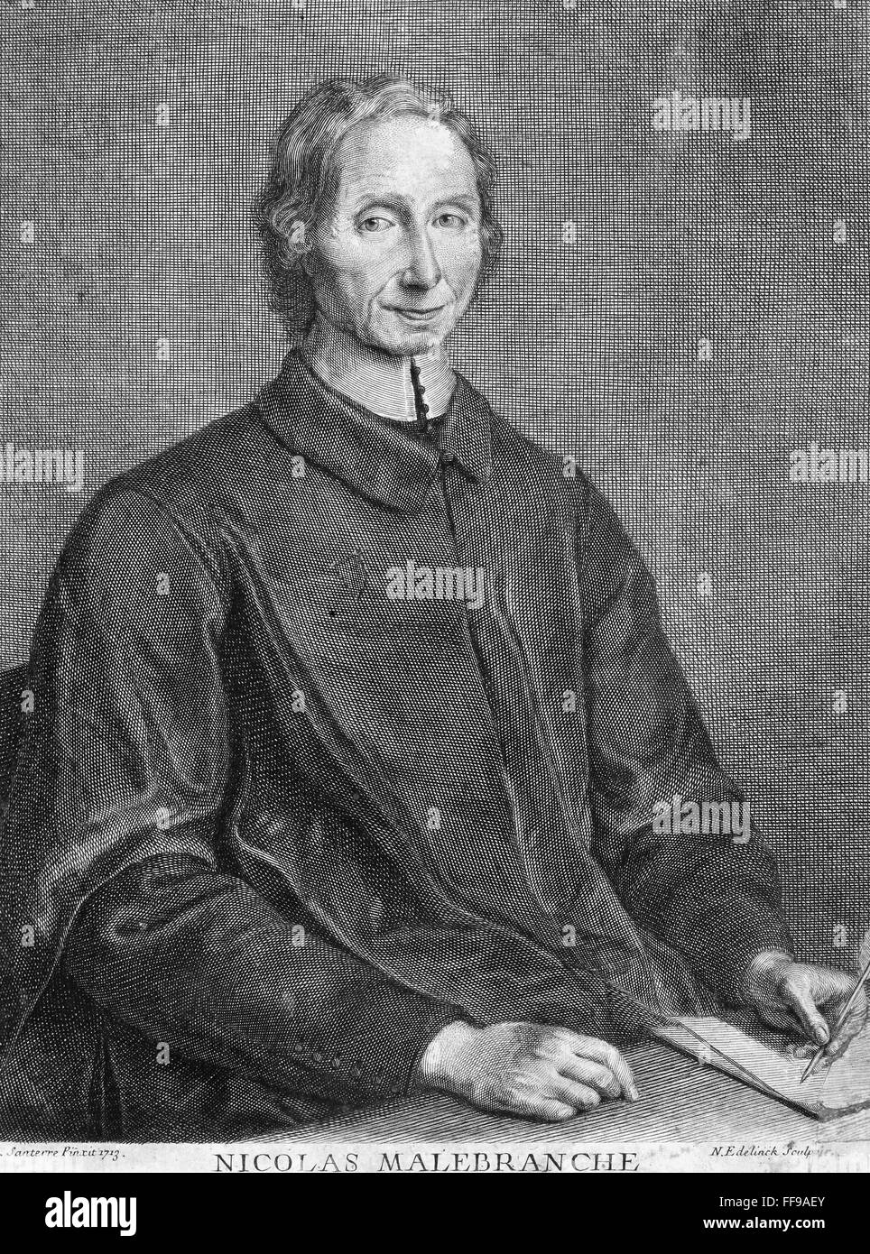 NICOLAS DE MALEBRANCHE /n(1638-1715). French philosopher. Steel engraving, French, 19th century ...