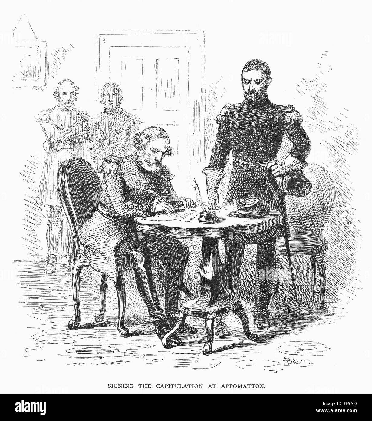 LEE'S SURRENDER, 1865. /nThe surrender of General Lee to General Grant ...