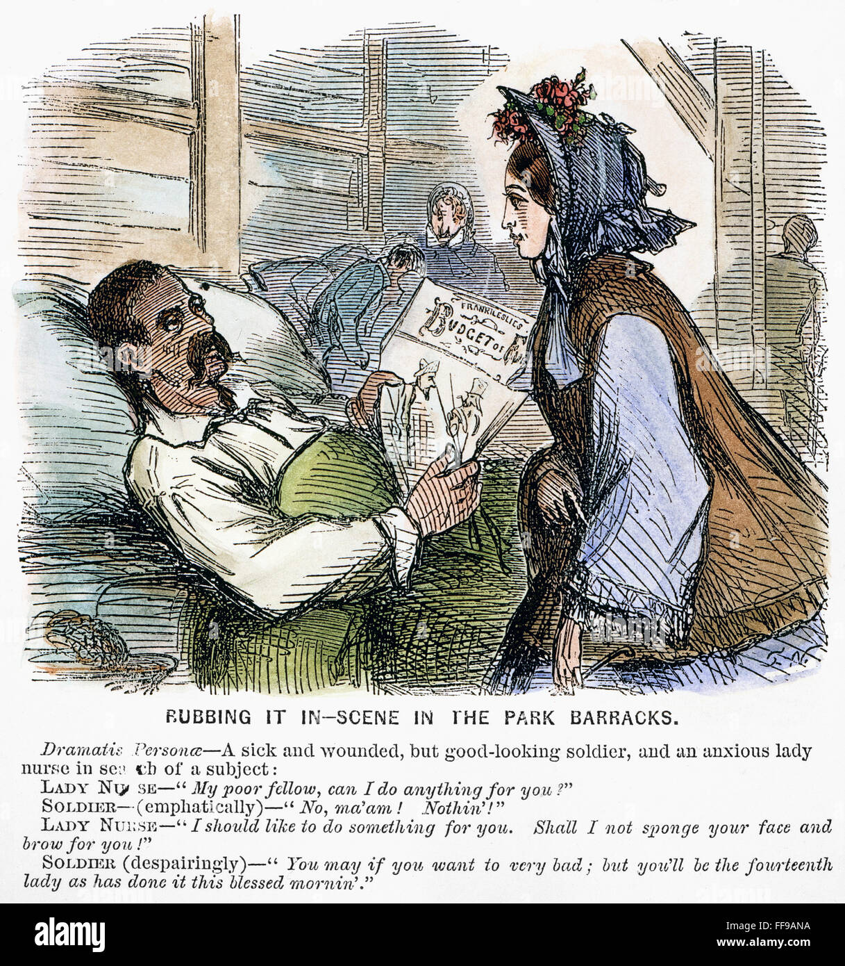 CARTOON: VOLUNTEERS, 1862. /nRubbing It In: an 1862 cartoon mocking the ...