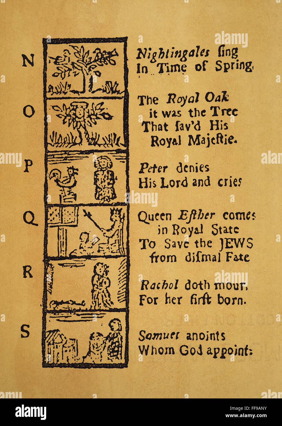 NEW ENGLAND PRIMER, 1727. /nA page of the rhymed alphabet from the ...