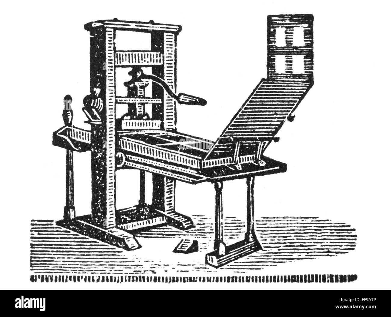 PRINTING, 18th CENTURY. /nThe type of hand-press used in colonial ...