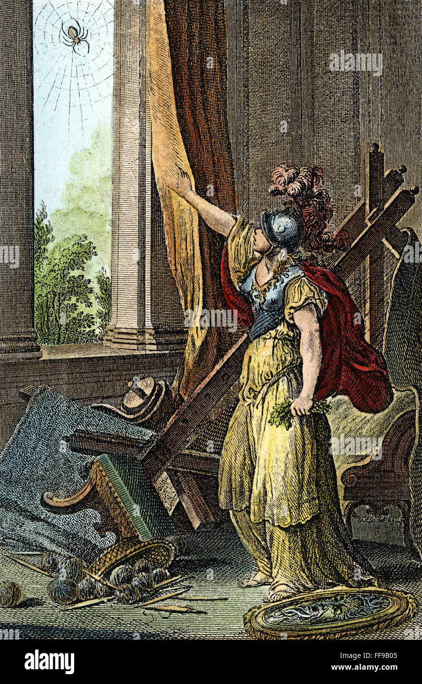 ARACHNE AND ATHENA. /nArachne transformed into a spider by Athena ...