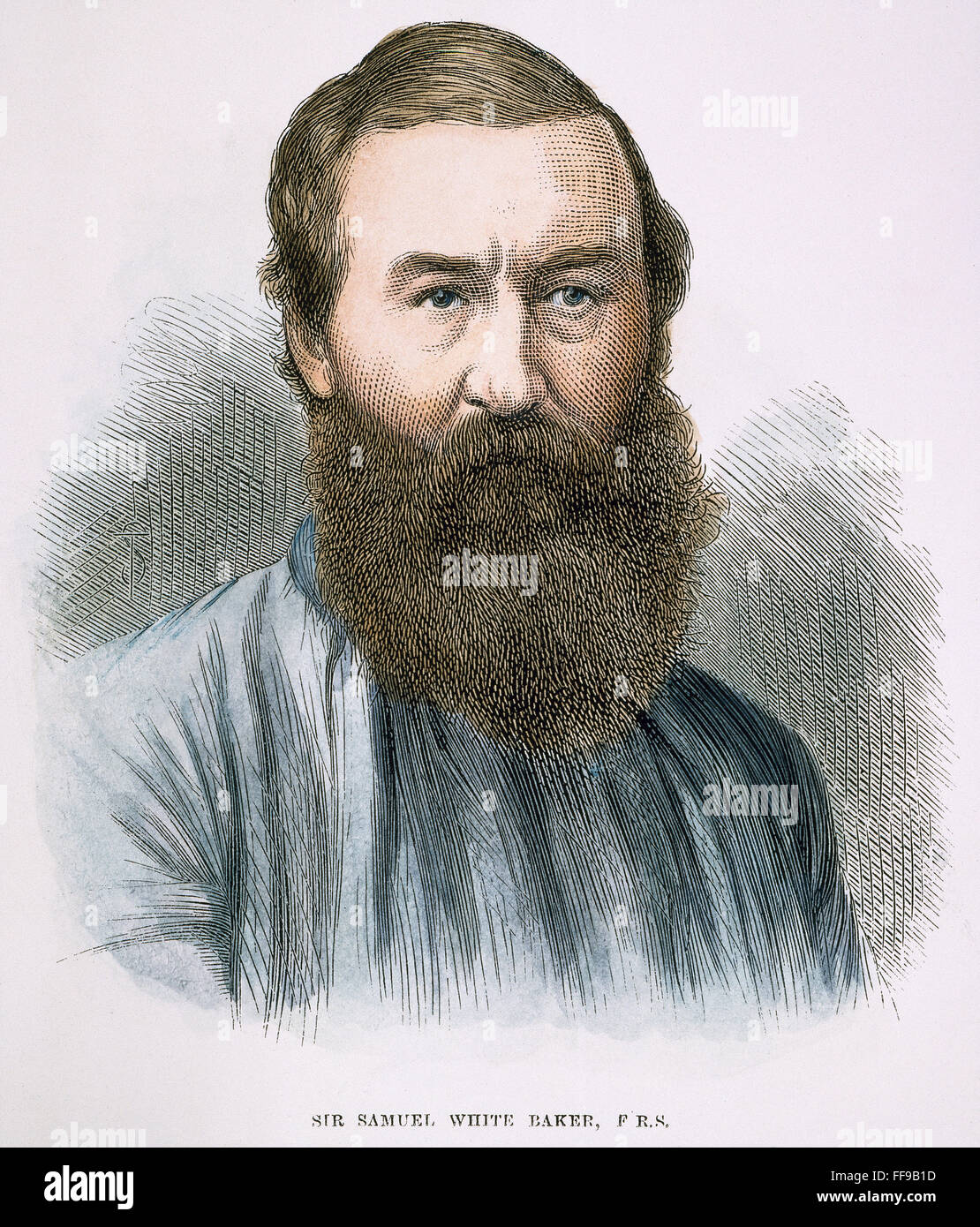 SIR SAMUEL WHITE BAKER /n(1821-1893). English explorer: wood engraving ...
