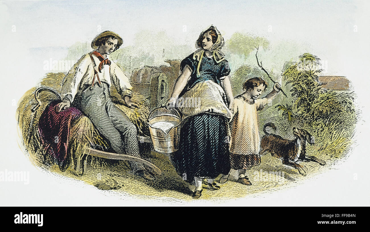 FARM SCENE, c1870. /nSteel engraving, c1870 Stock Photo - Alamy