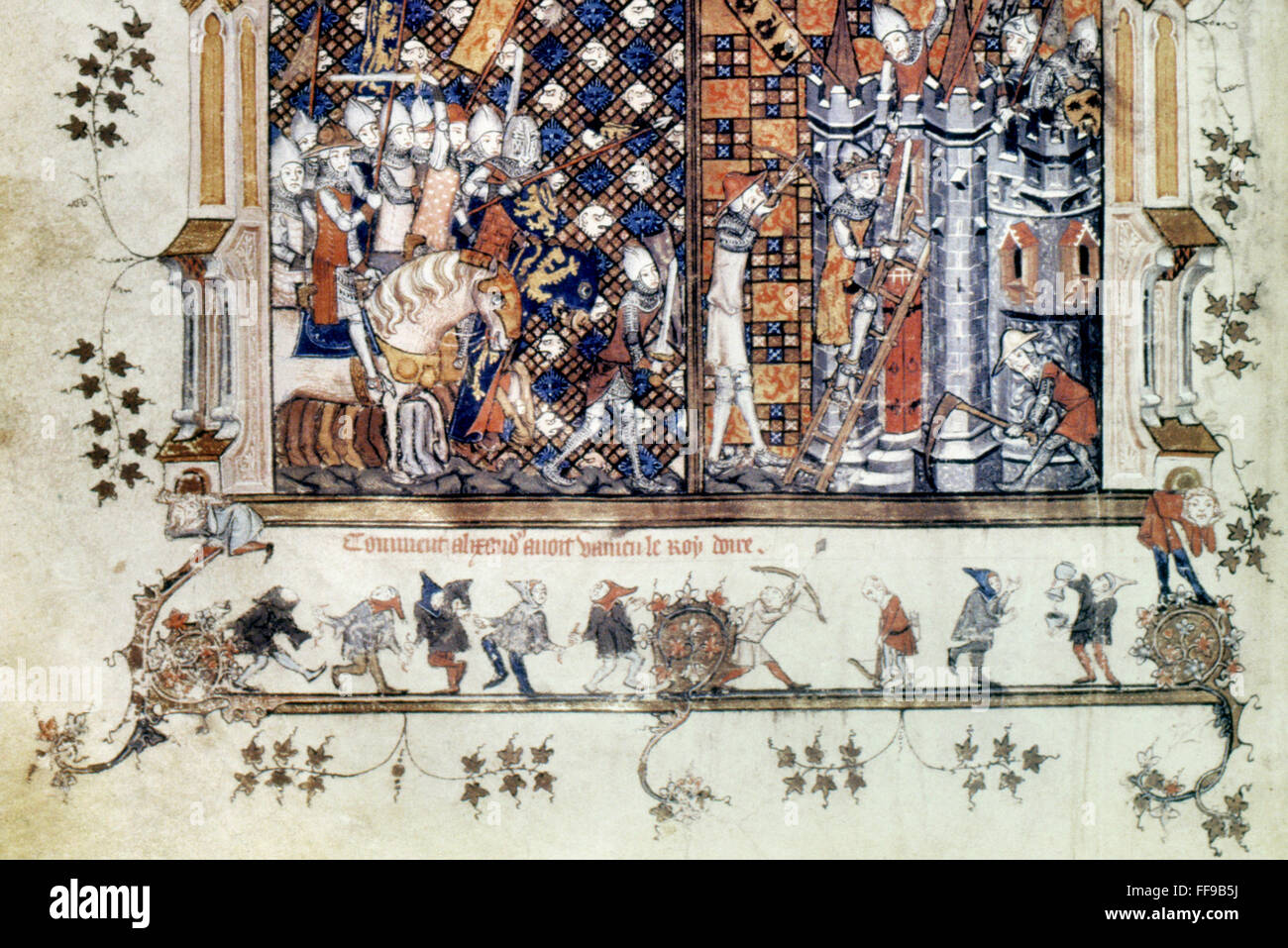 ROMANCE OF ALEXANDER. /nA besieging army and a margin of drolleries ...