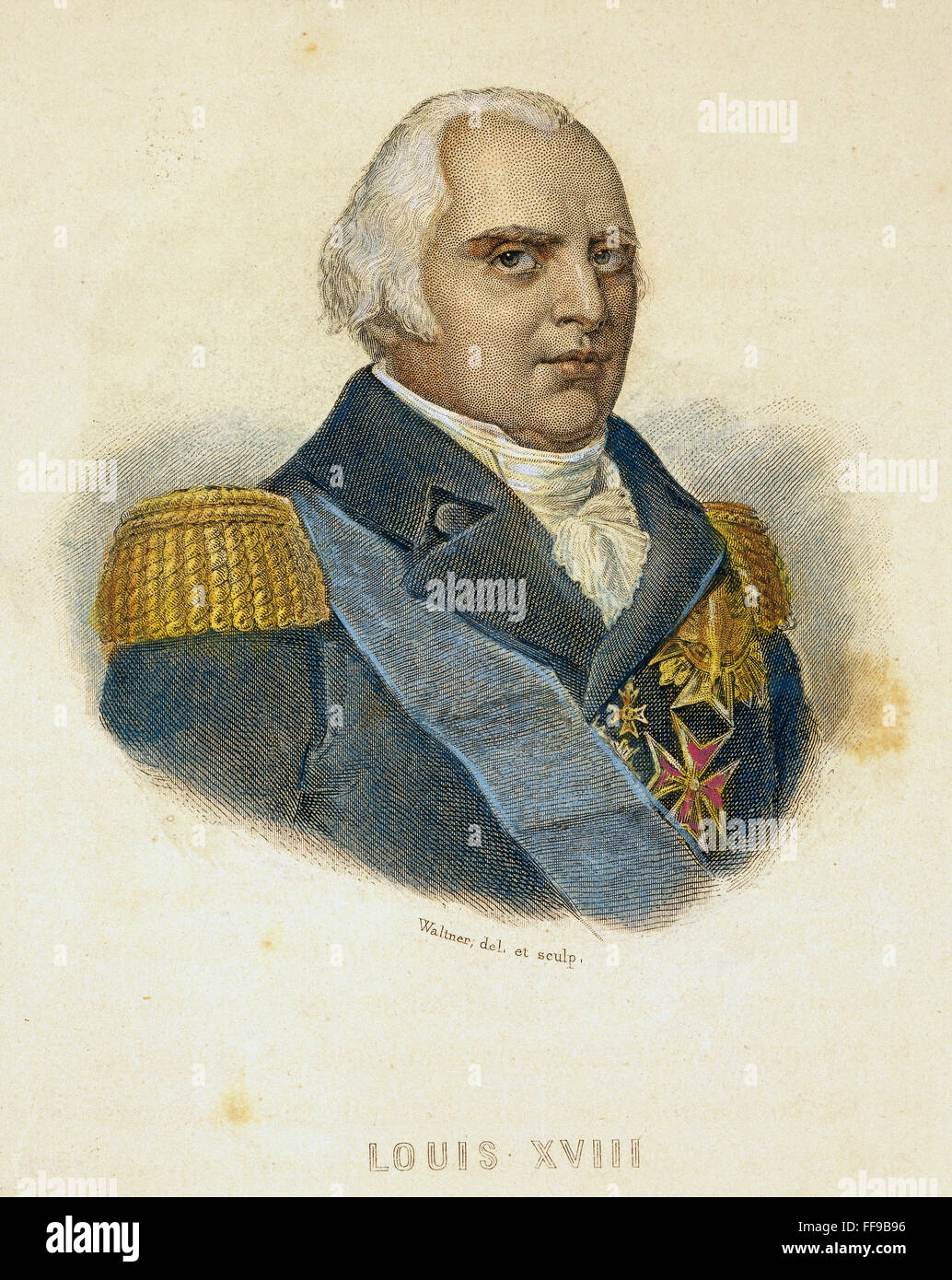 LOUIS XVIII (1755-1824). /nKing of France, 1814-1824. Steel engraving ...