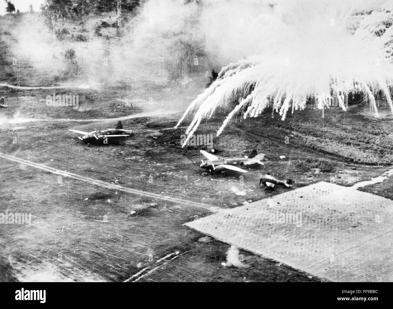 WORLD WAR II: AIR RAID, 1944. /nU.S. Air Force photo of an attack on ...