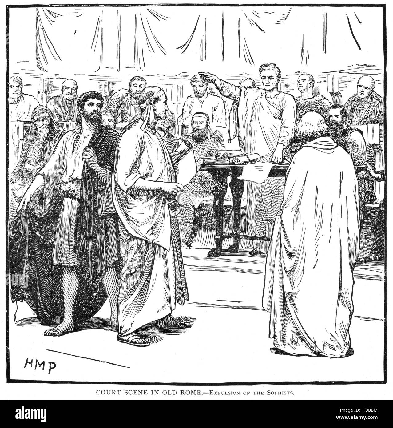 ROMAN COURT. /n'Court scene in Old Rome.' Line engraving, 19th century ...